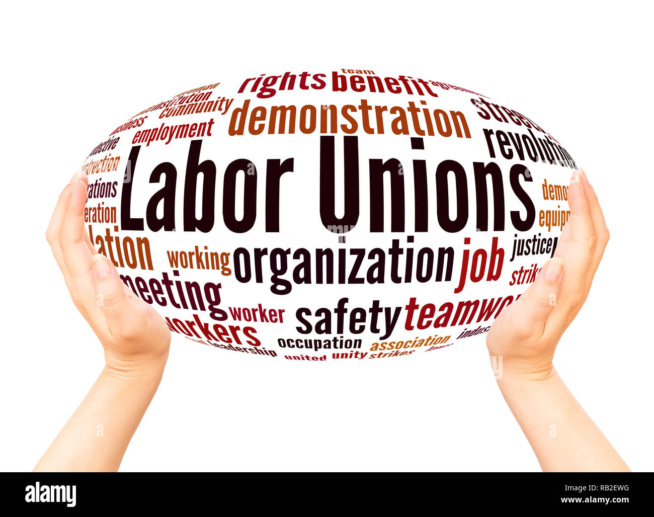 Labor unions word cloud hand sphere concept on white background Stock ...
