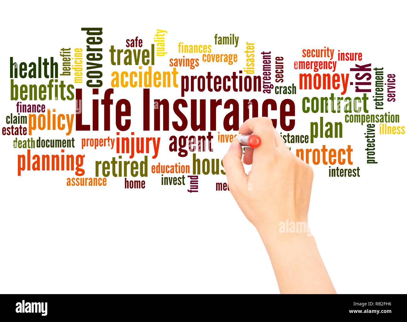 Life insurance word cloud hand writing concept on white background ...