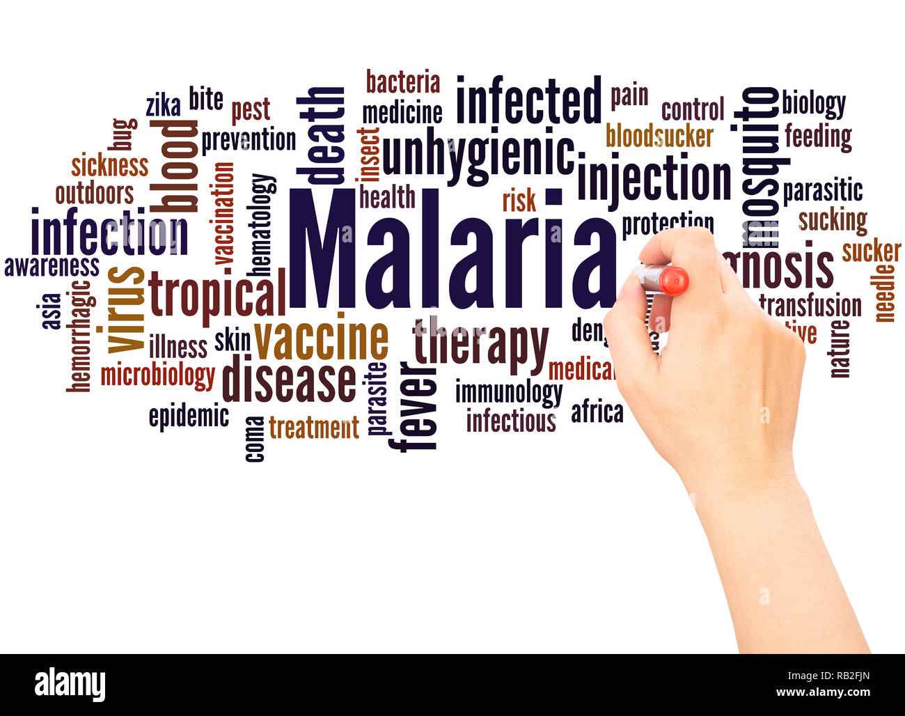 Malaria word cloud hand writing concept on white background Stock Photo ...