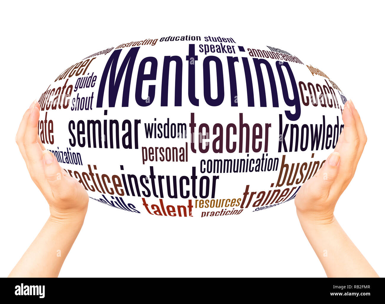 Mentoring word cloud hand sphere concept on white background Stock Photo - Alamy