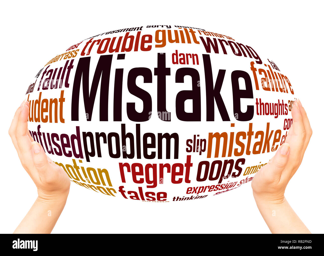 Mistake word cloud hand sphere concept on white background Stock Photo ...