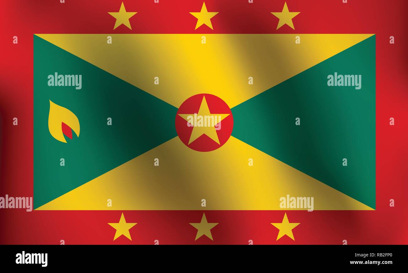 Flag of Grenada with a little Waving, Shading & Flag Colors separated ...