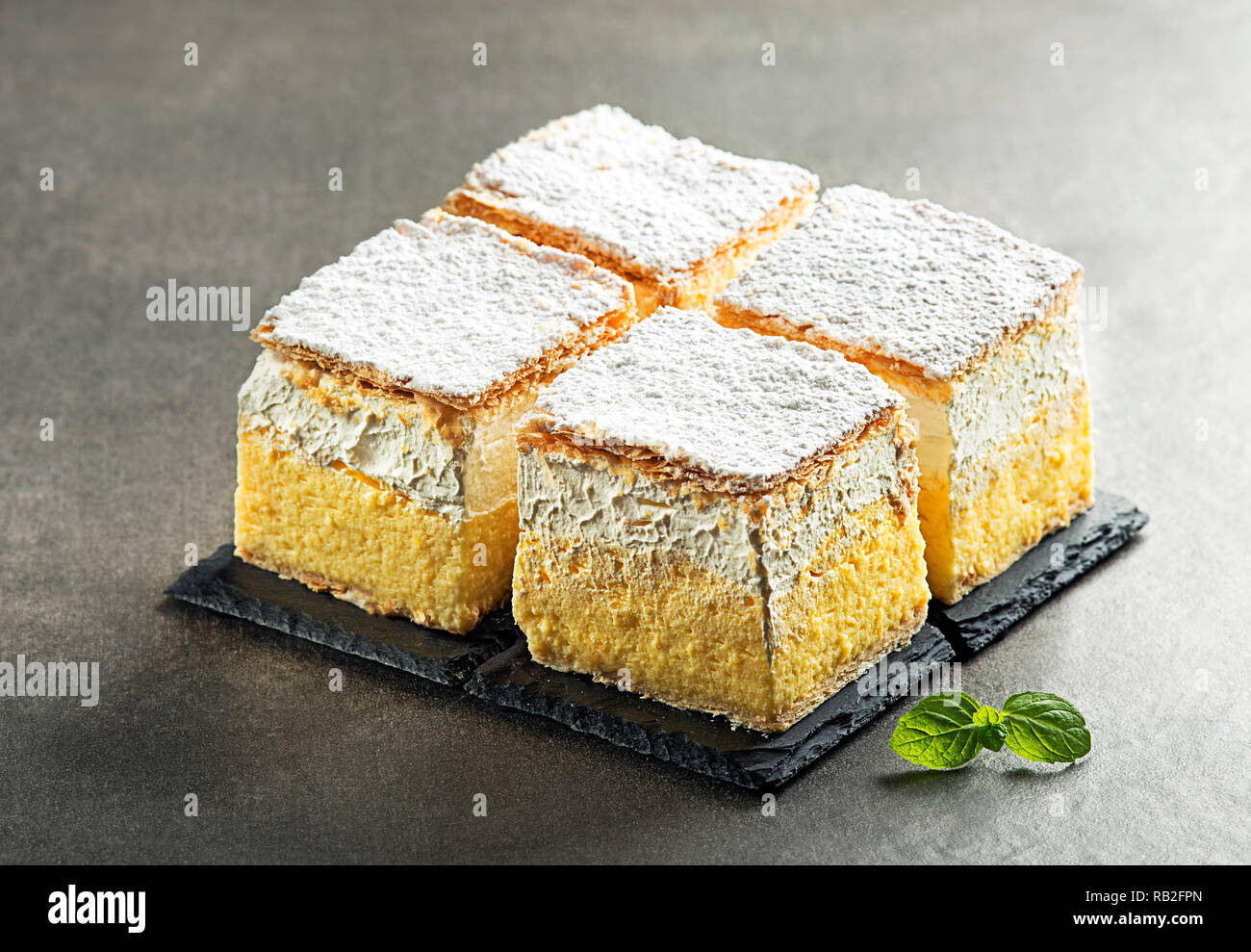 Traditional Slovenian dessert - slice of cream cake called Kremna ...