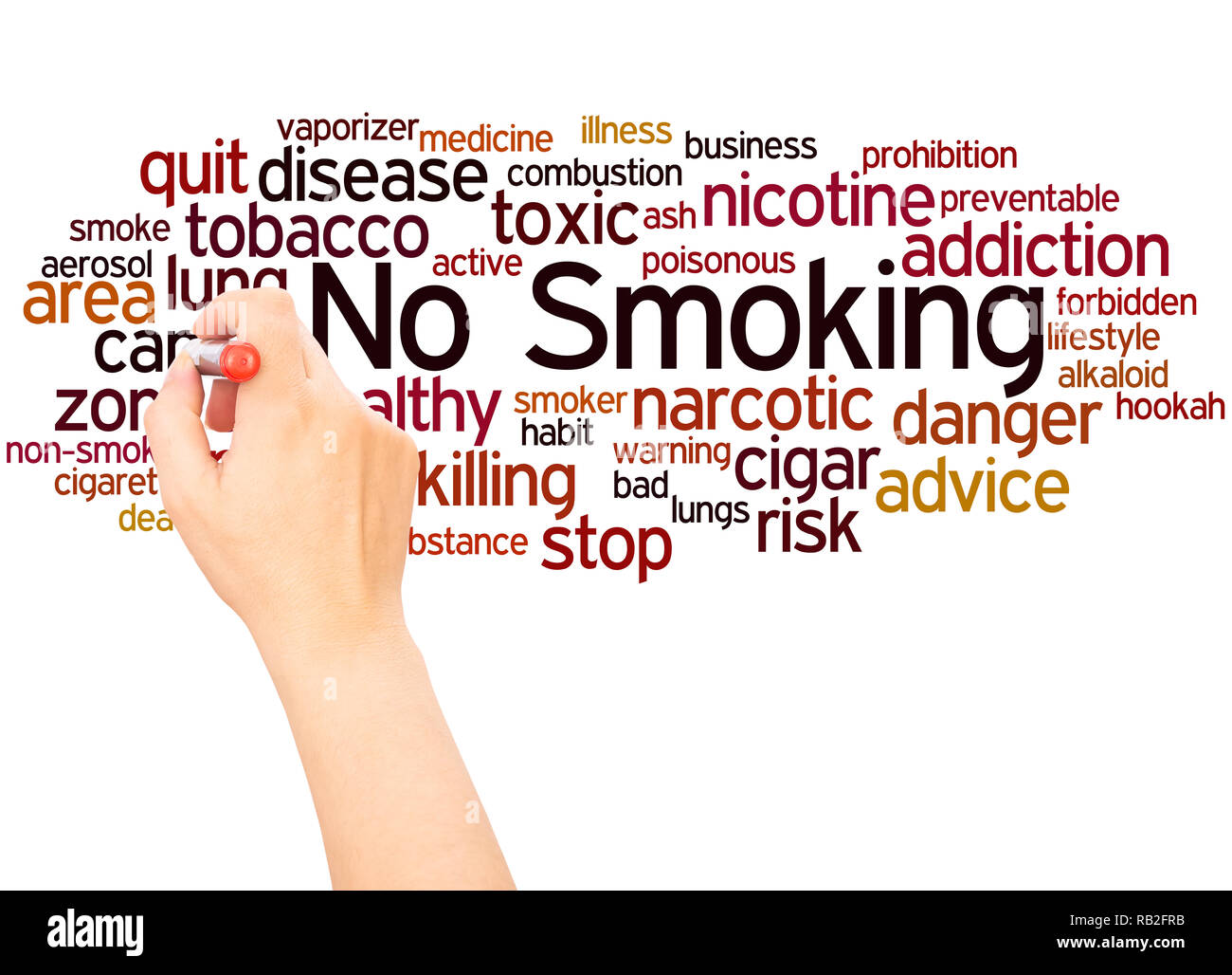 No Smoking word cloud hand writing concept on white background Stock ...