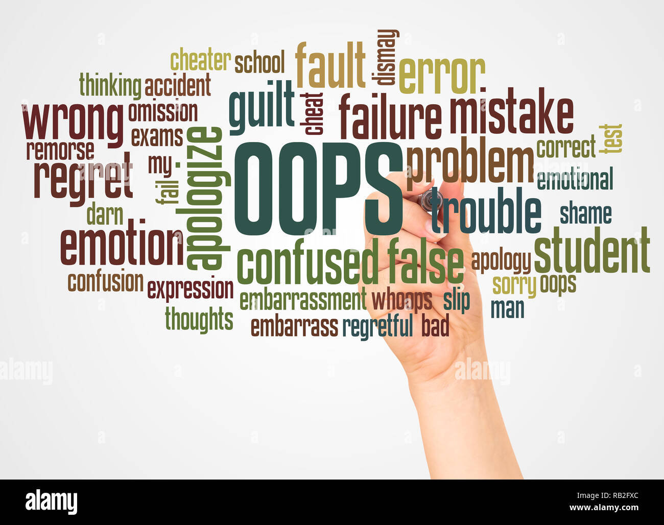 OOPS word cloud and hand with marker concept on white background Stock ...