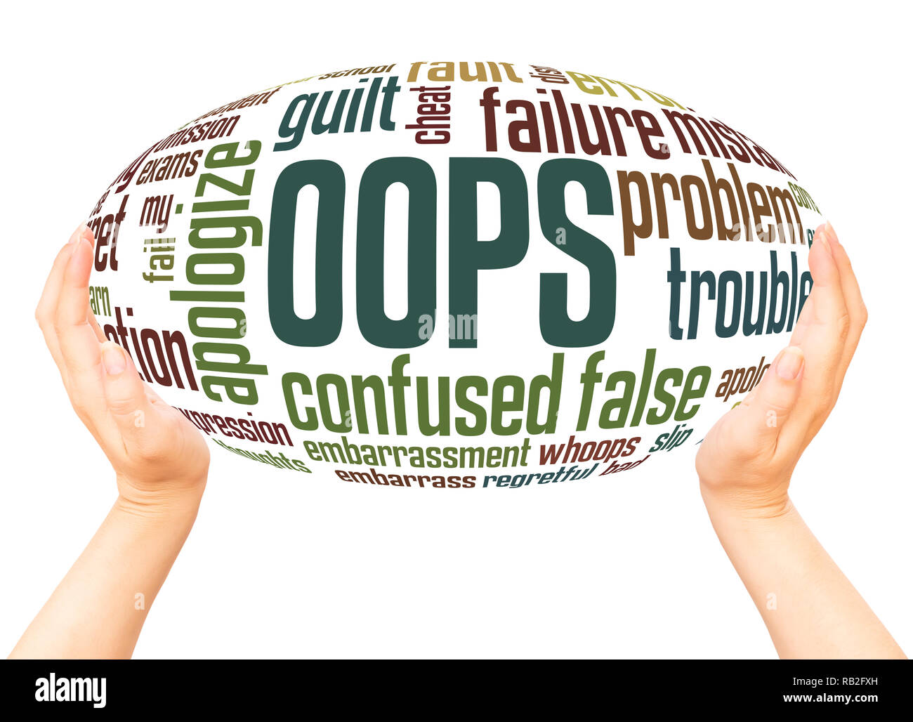 OOPS word cloud hand sphere concept on white background Stock Photo - Alamy