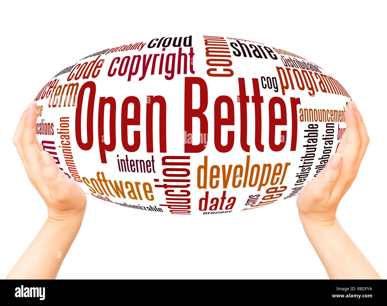 Open Better word cloud hand sphere concept on white background Stock ...