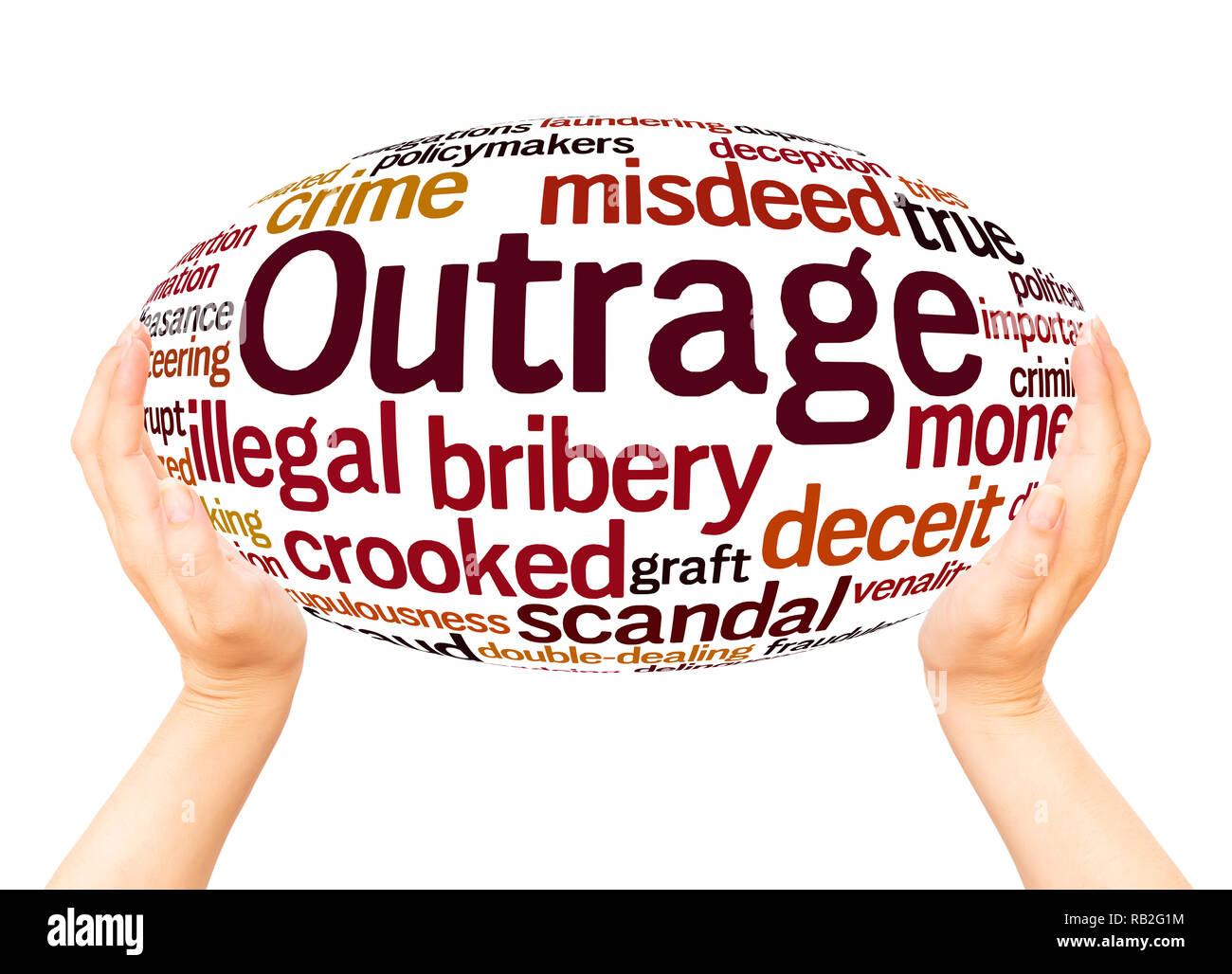Outrage word cloud hand sphere concept on white background Stock Photo ...