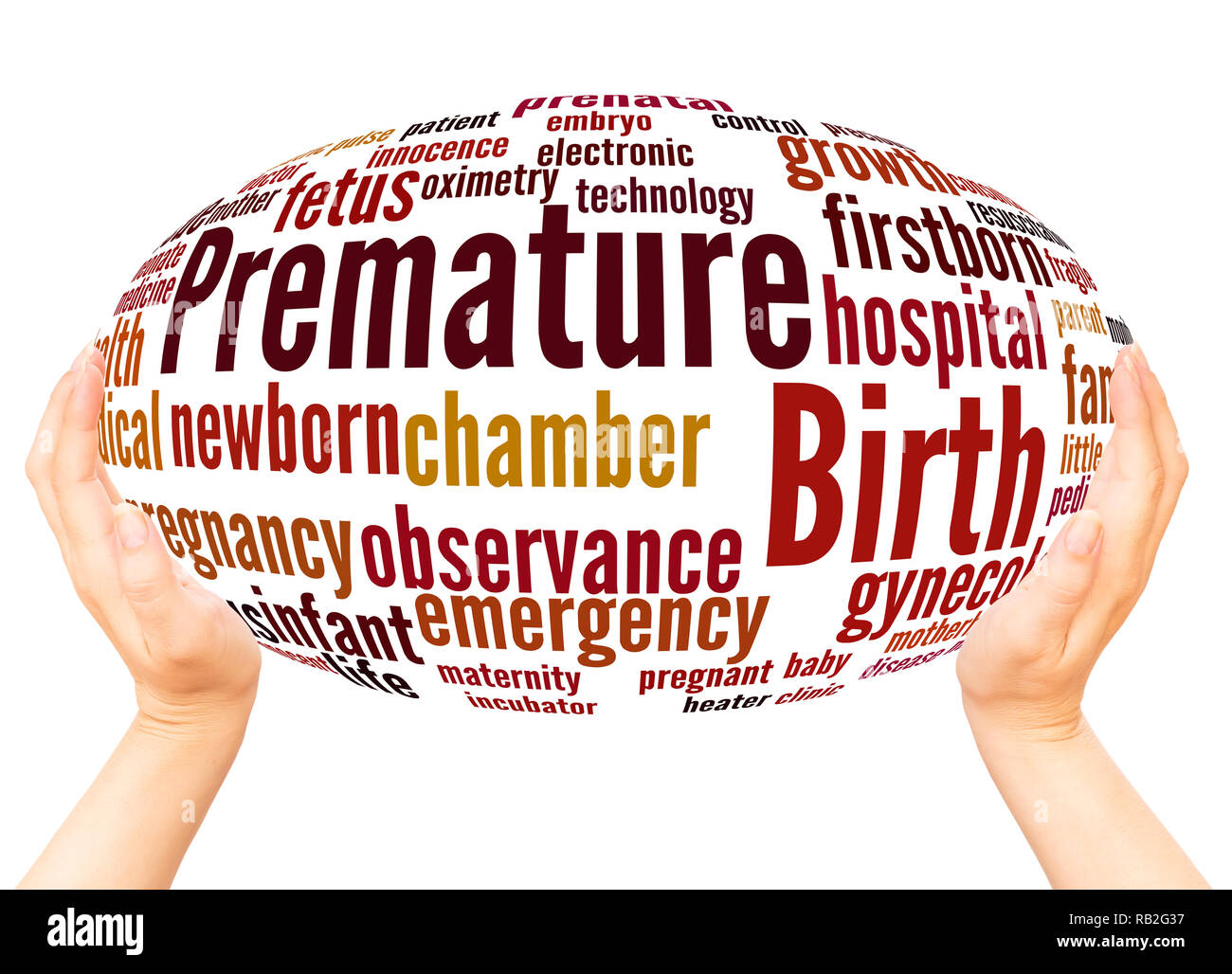 Premature birth word cloud hand sphere concept on white background ...