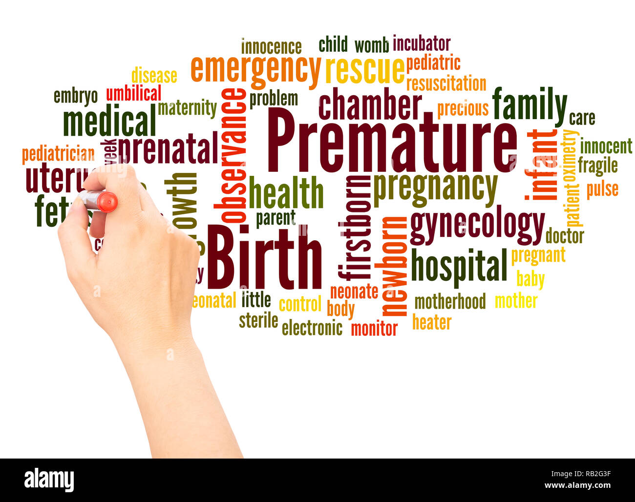 Premature birth word cloud hand writing concept on white background ...