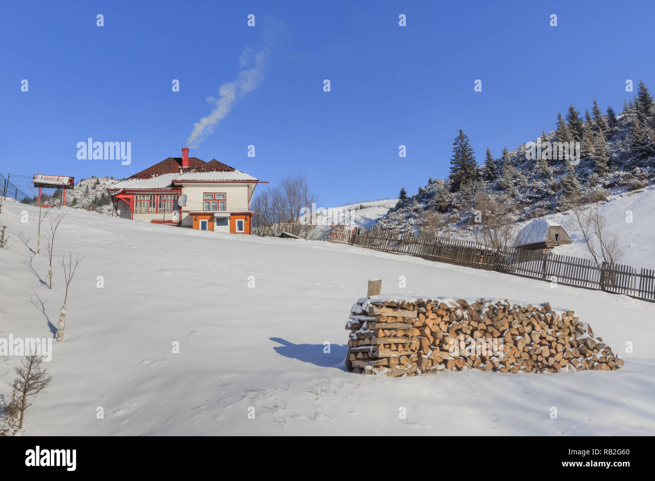 traditional house in Fundatica village. Brasov county, Romania Stock ...