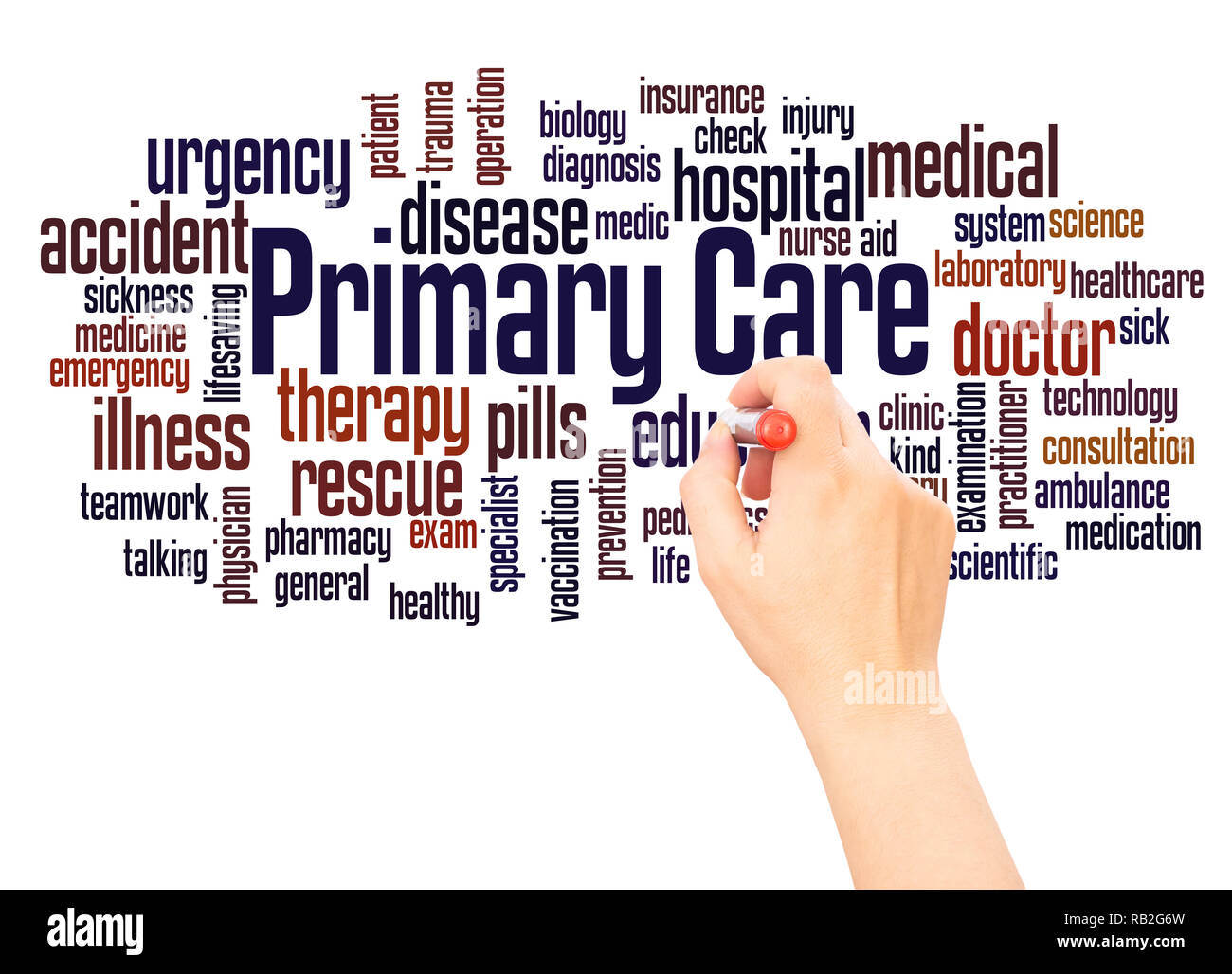 Primary care word cloud hand writing concept on white background Stock ...