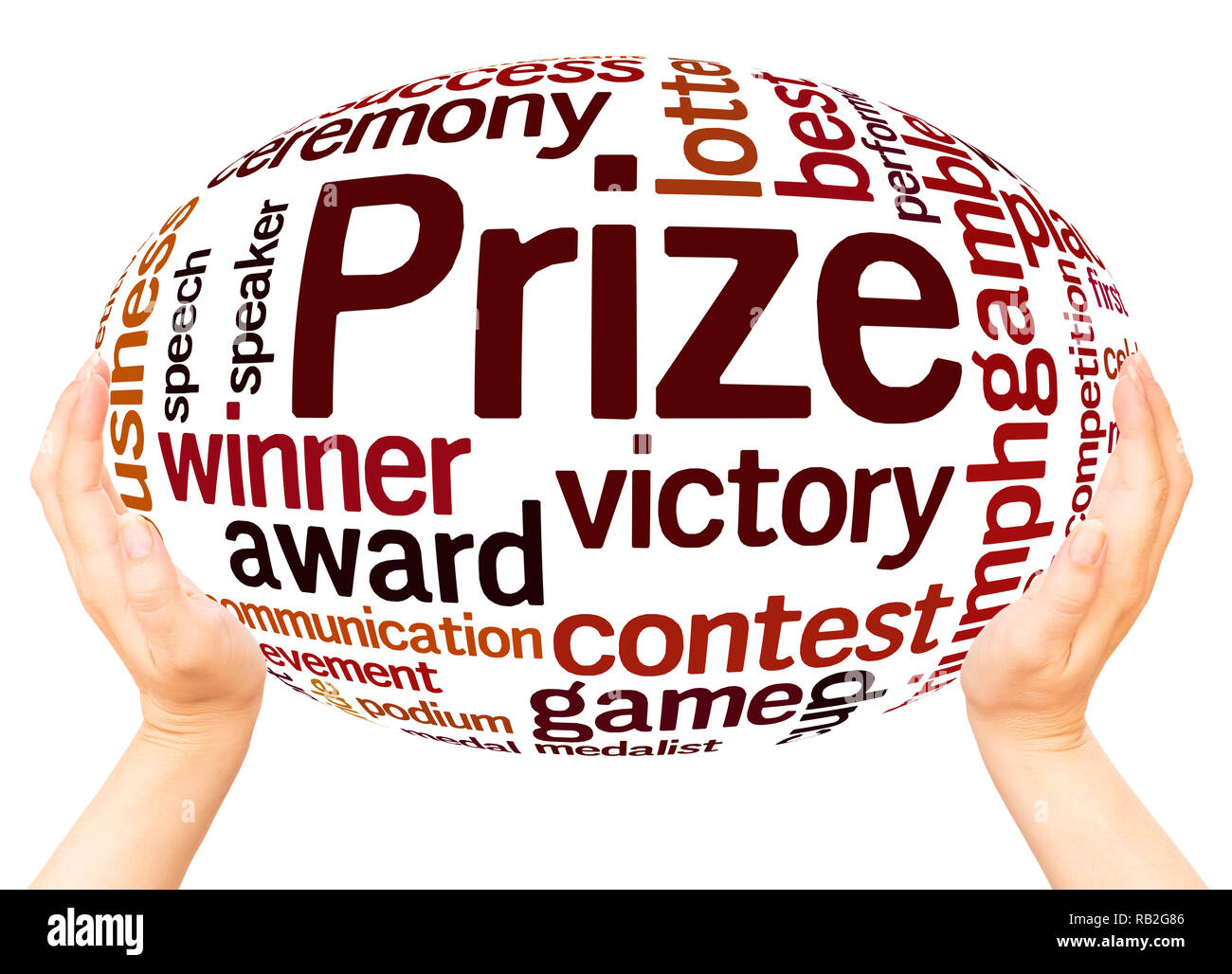 Prize word cloud hand sphere concept on white background Stock Photo ...