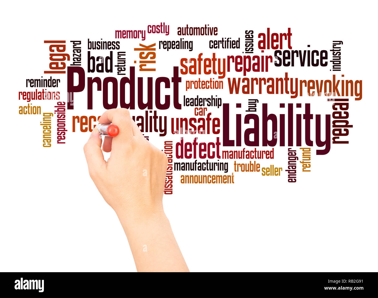 Product Liability word cloud hand writing concept on white background ...
