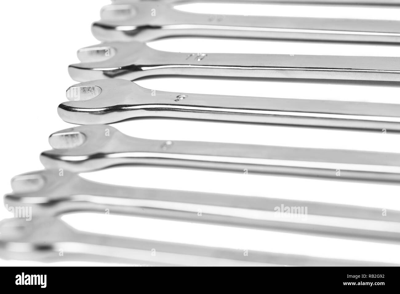 Set of wrench tool isolated on white background. Industrial background ...