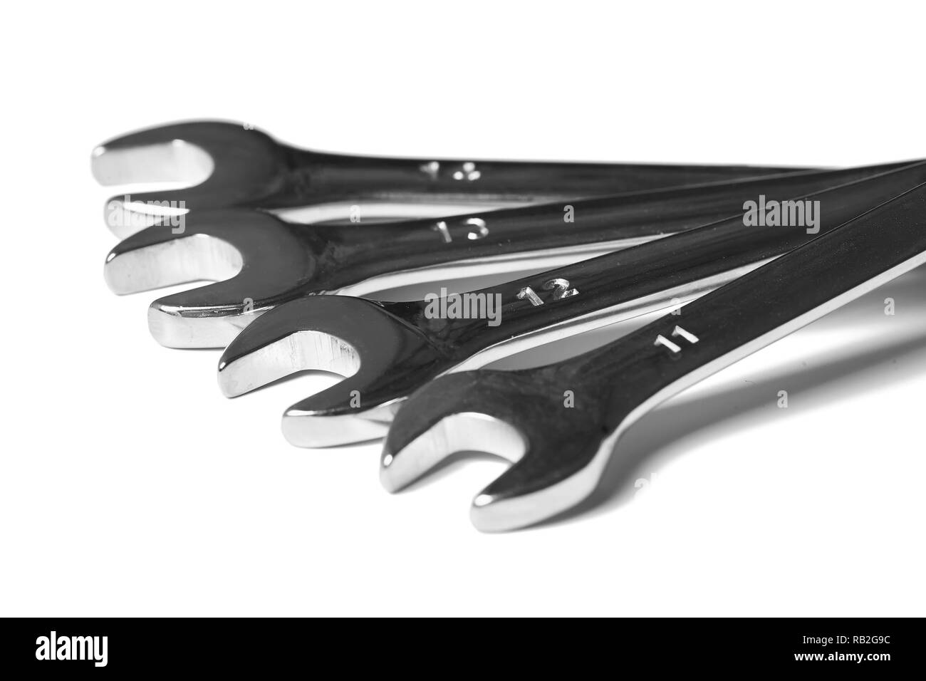 Set of wrench tool isolated on white background. Industrial background ...