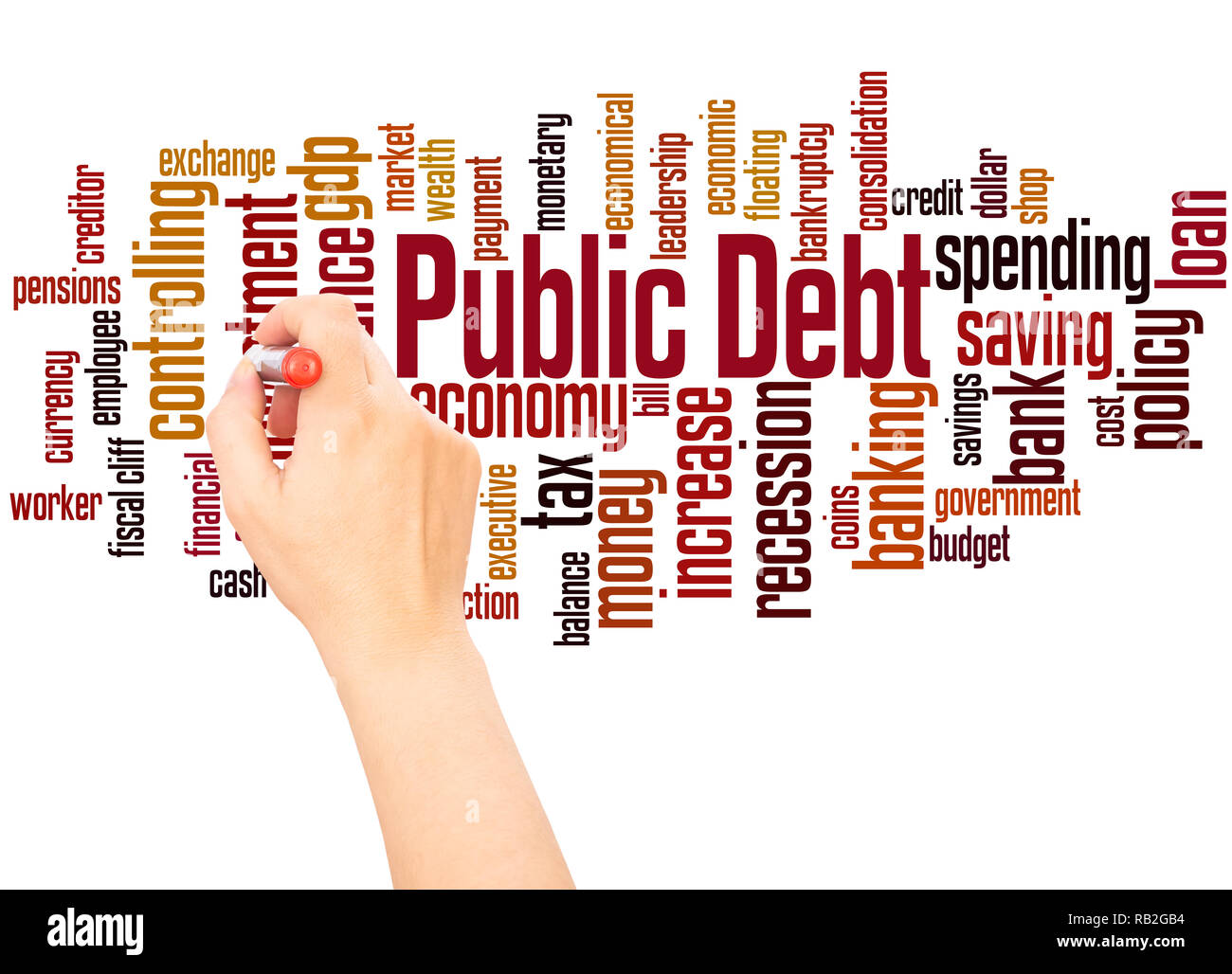 Public debt word cloud hand writing concept on white background Stock ...