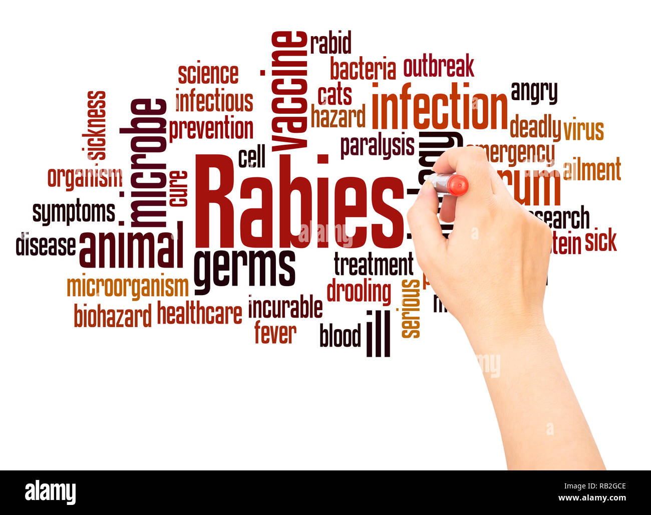 Rabies word cloud hand writing concept on white background Stock Photo ...