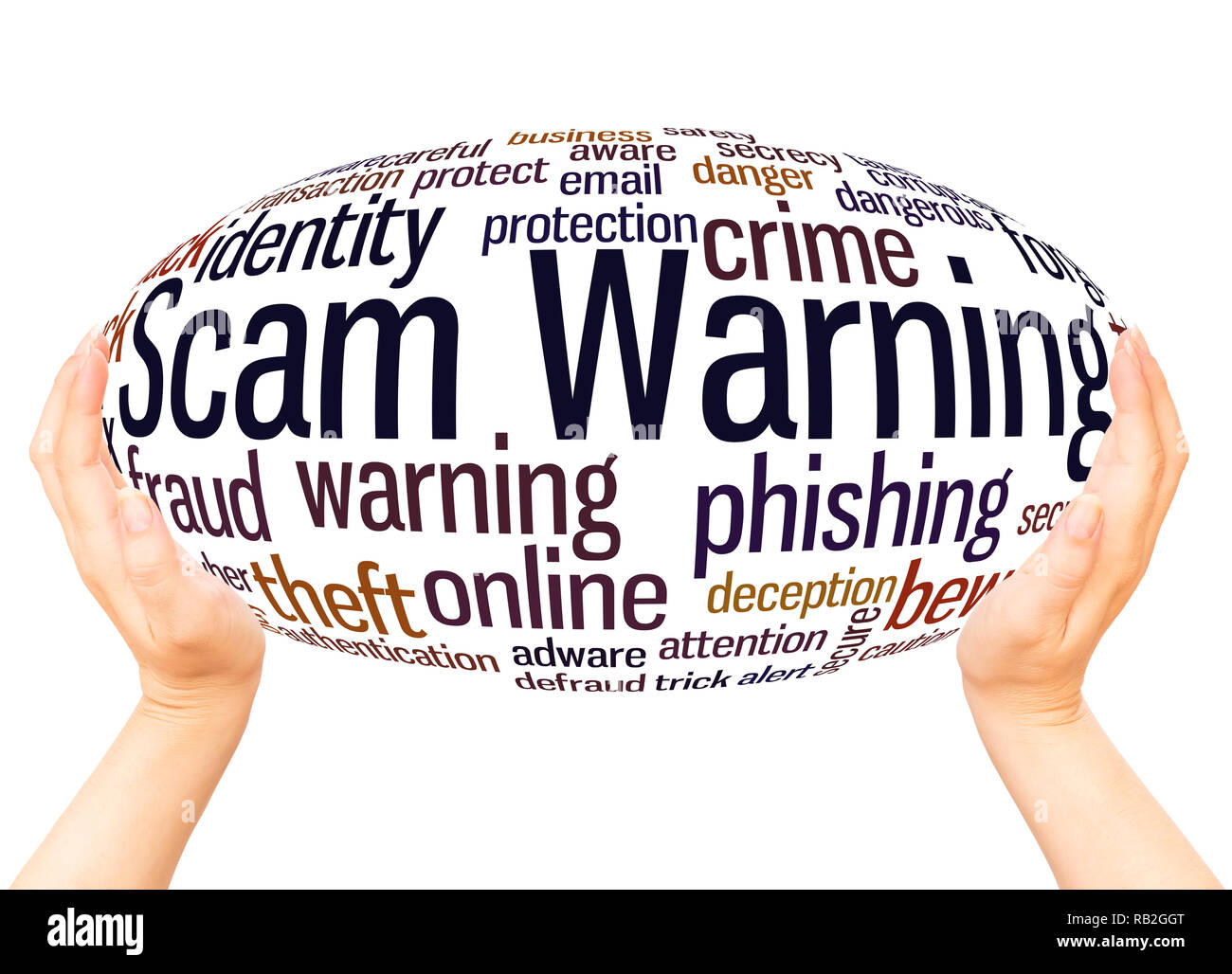 Scam Warning word cloud hand sphere concept on white background Stock ...