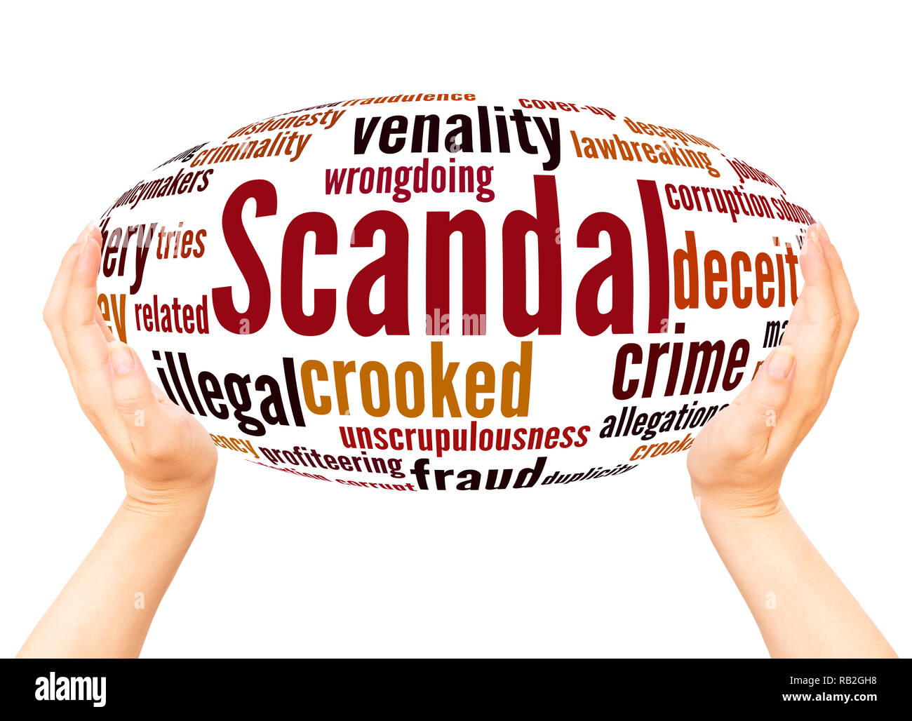 Scandal word cloud hand sphere concept on white background Stock Photo ...