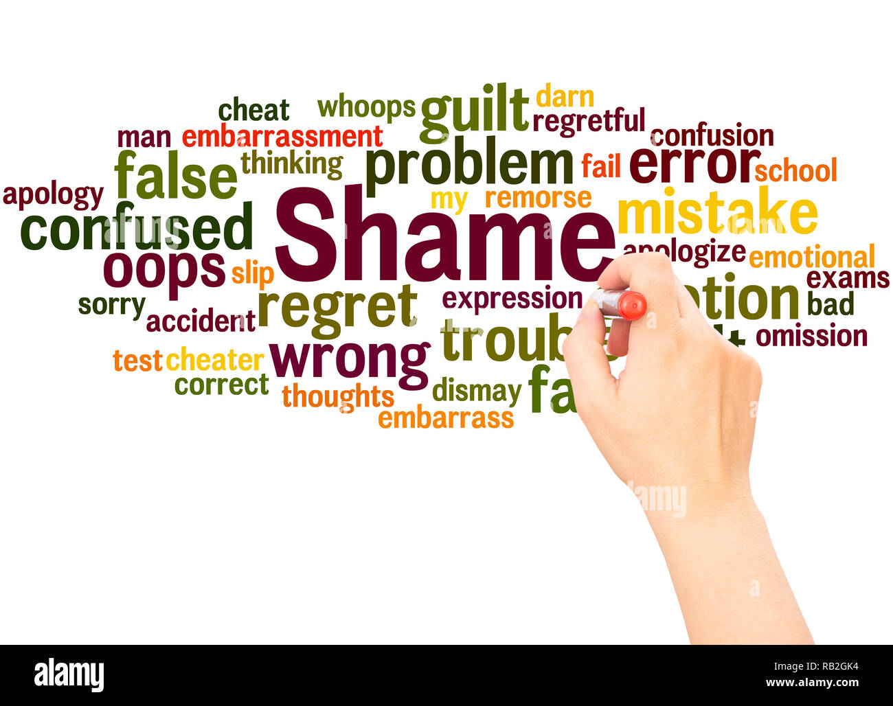 Shame word cloud hand writing concept on white background Stock Photo ...