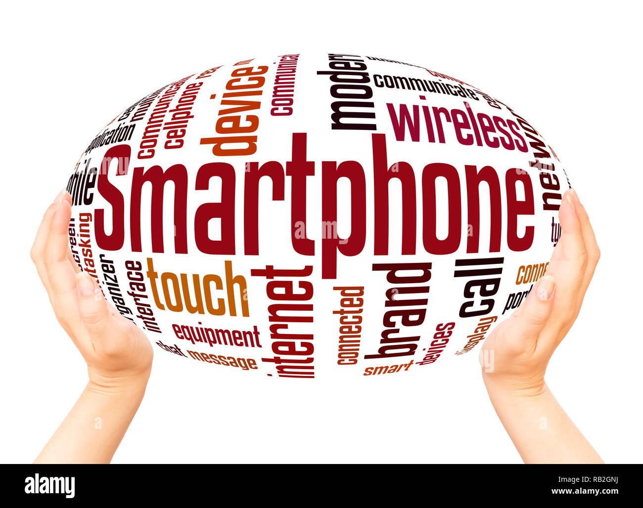 Smartphone word cloud hand sphere concept on white background Stock ...