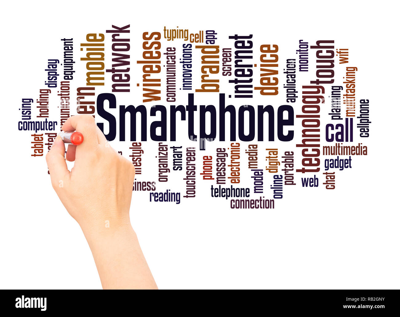 Smartphone word cloud hand writing concept on white background Stock ...