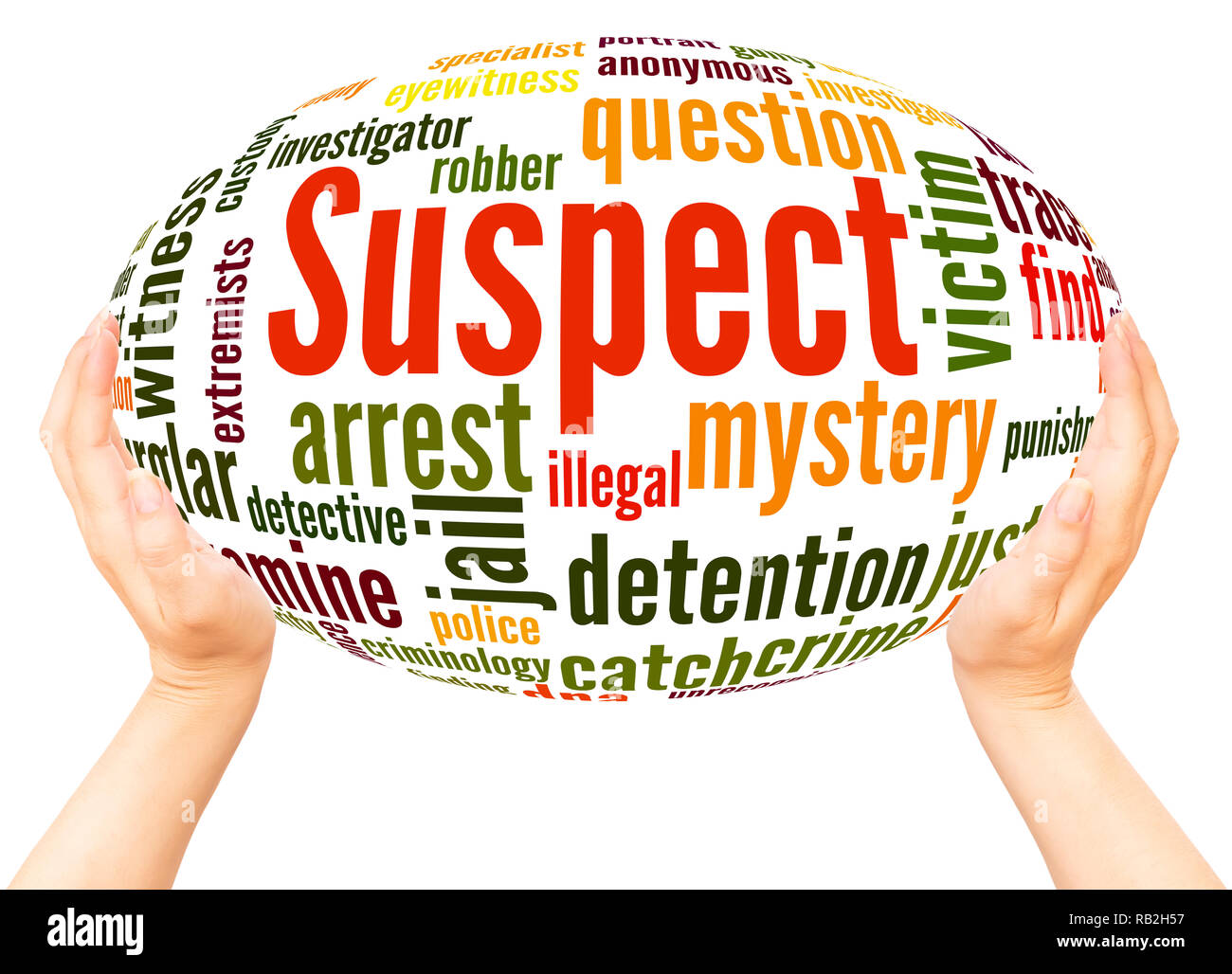 Suspect word cloud hand sphere concept on white background Stock Photo ...