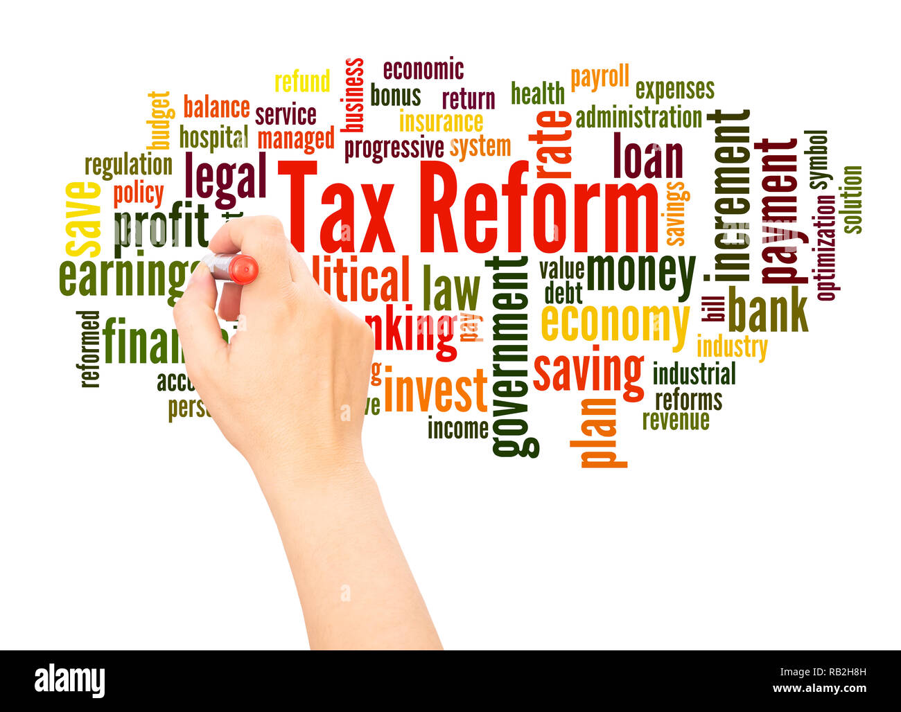 Tax Reform word cloud hand writing concept on white background Stock ...