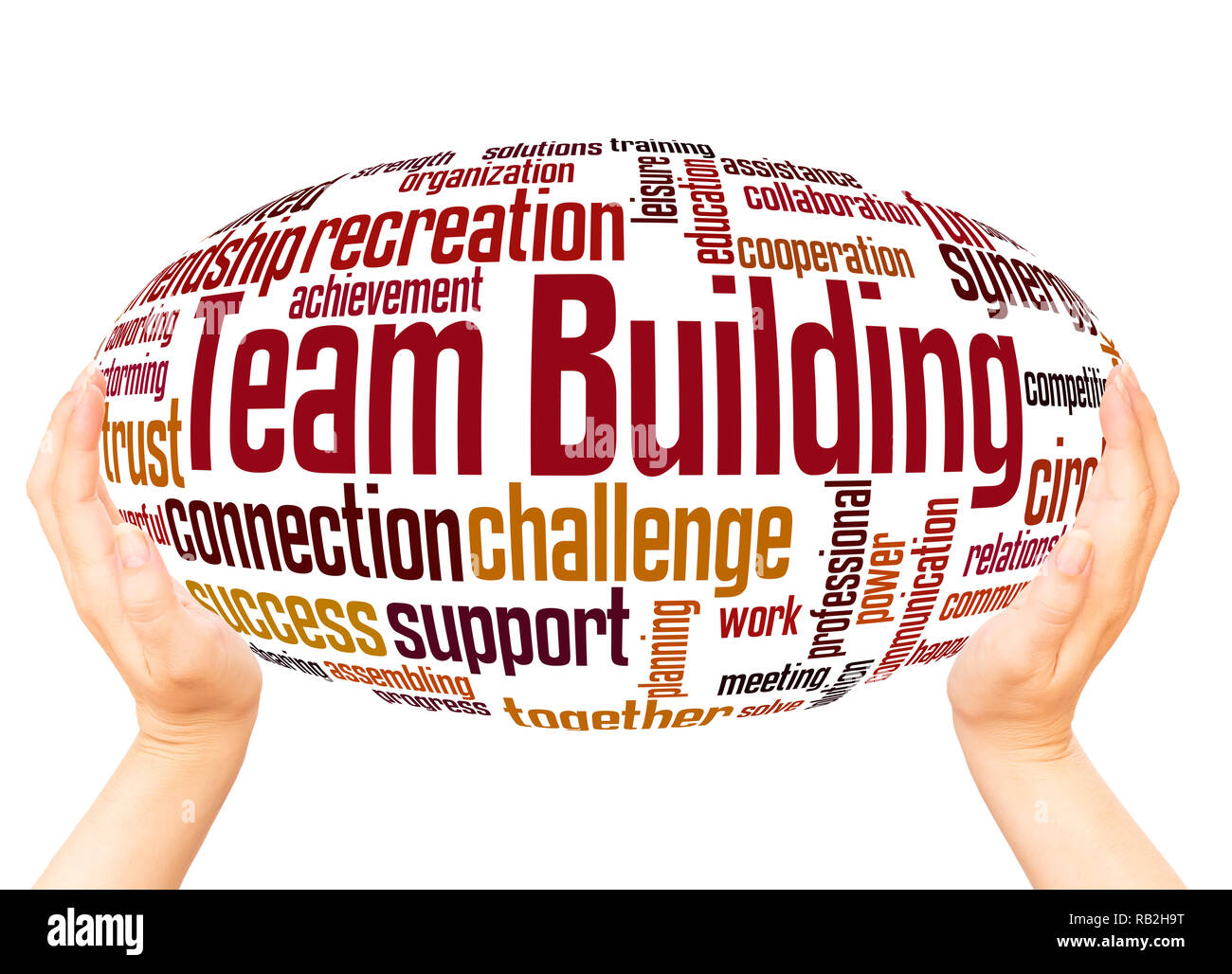 Team building word cloud hand sphere concept on white background Stock ...