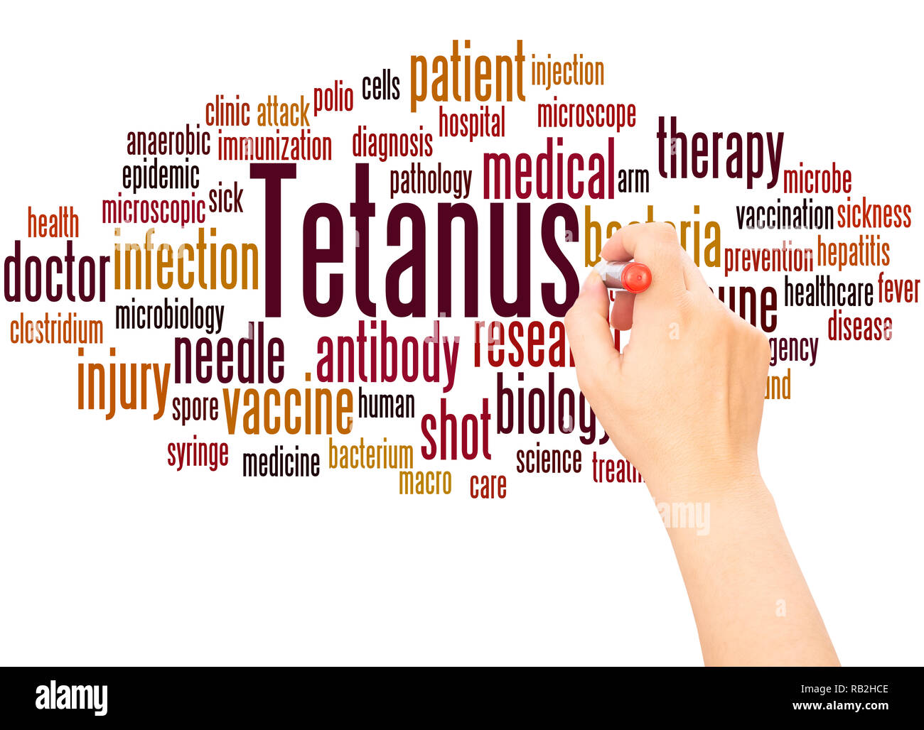 Tetanus word cloud hand writing concept on white background Stock Photo ...