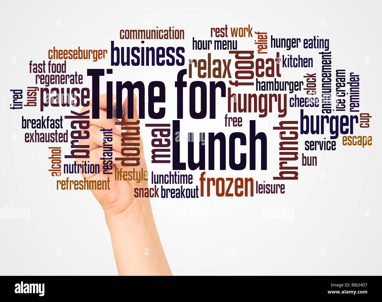 Time for Lunch word cloud and hand with marker concept on white ...