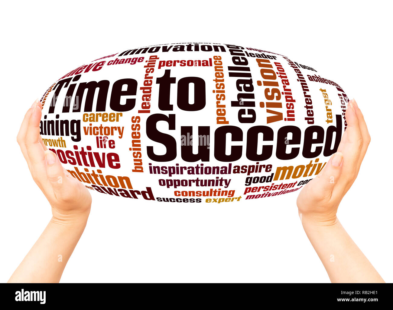 Time to Succeed word cloud hand sphere concept on white background ...