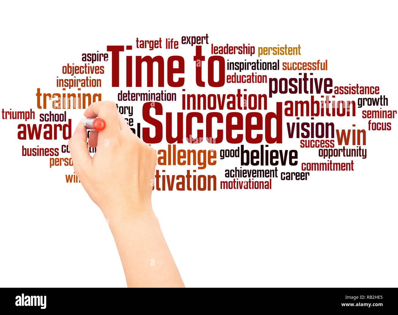 Time to Succeed word cloud hand writing concept on white background ...