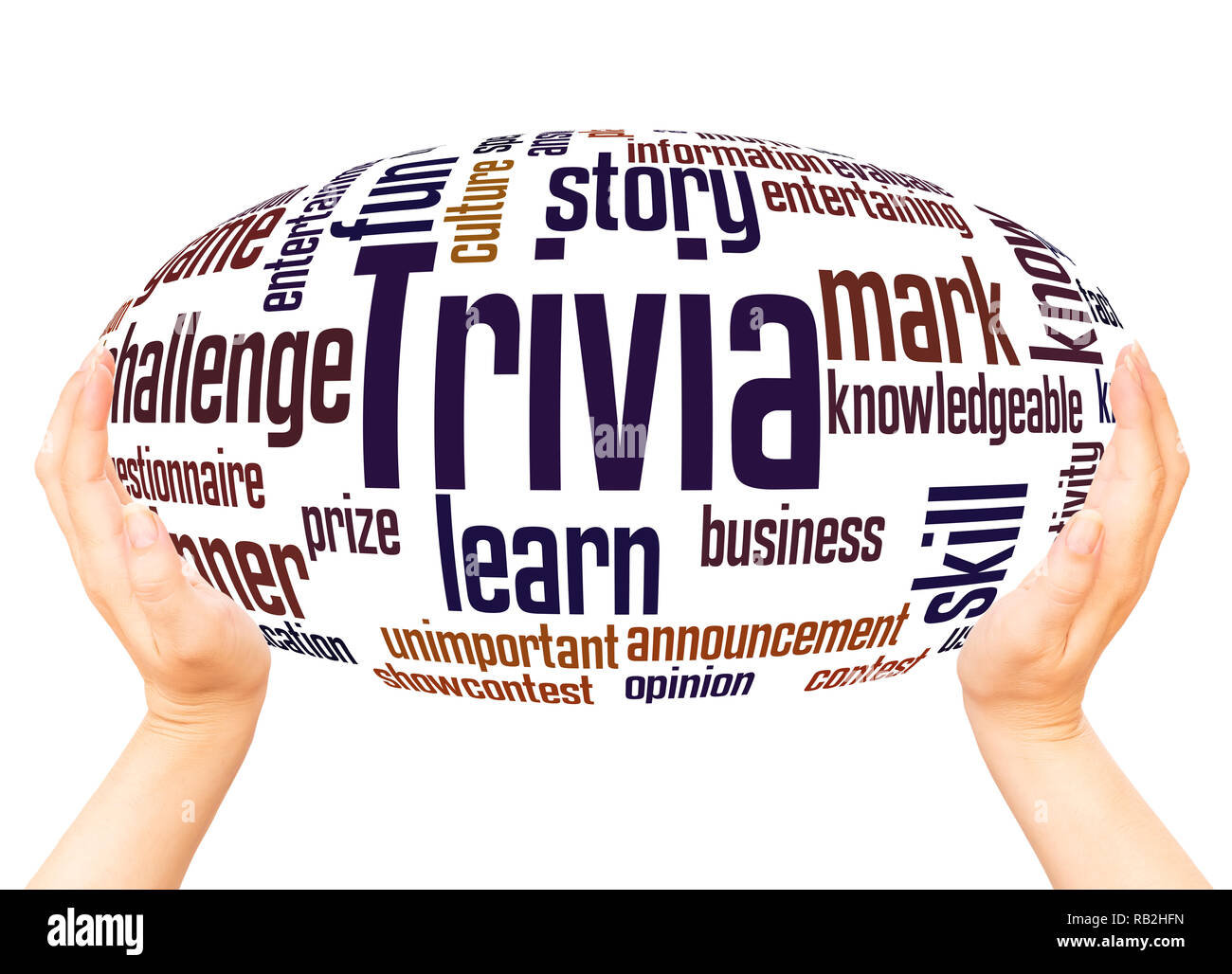 Trivia word cloud hand sphere concept on white background Stock Photo ...