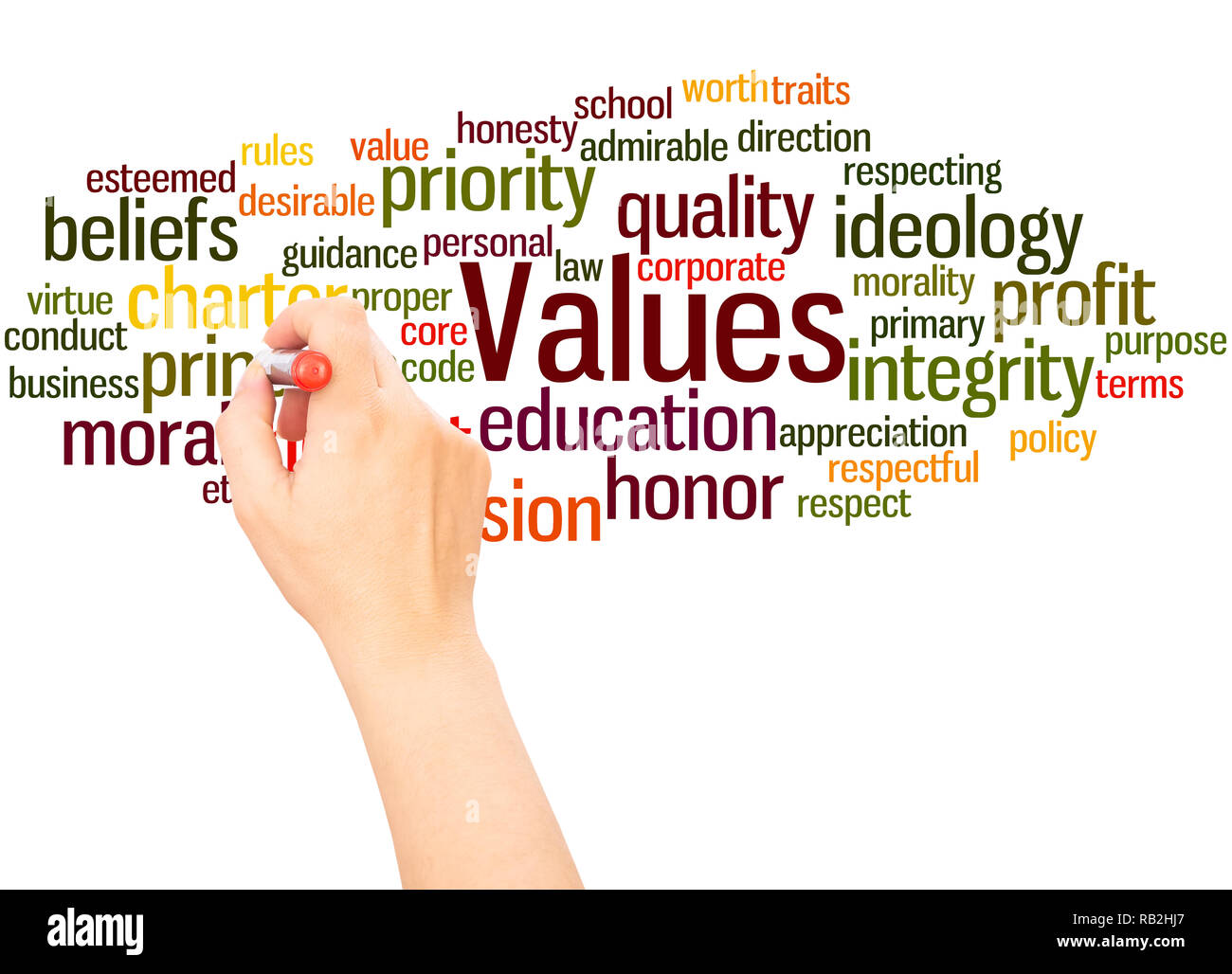 Values word cloud hand writing concept on white background Stock Photo - Alamy