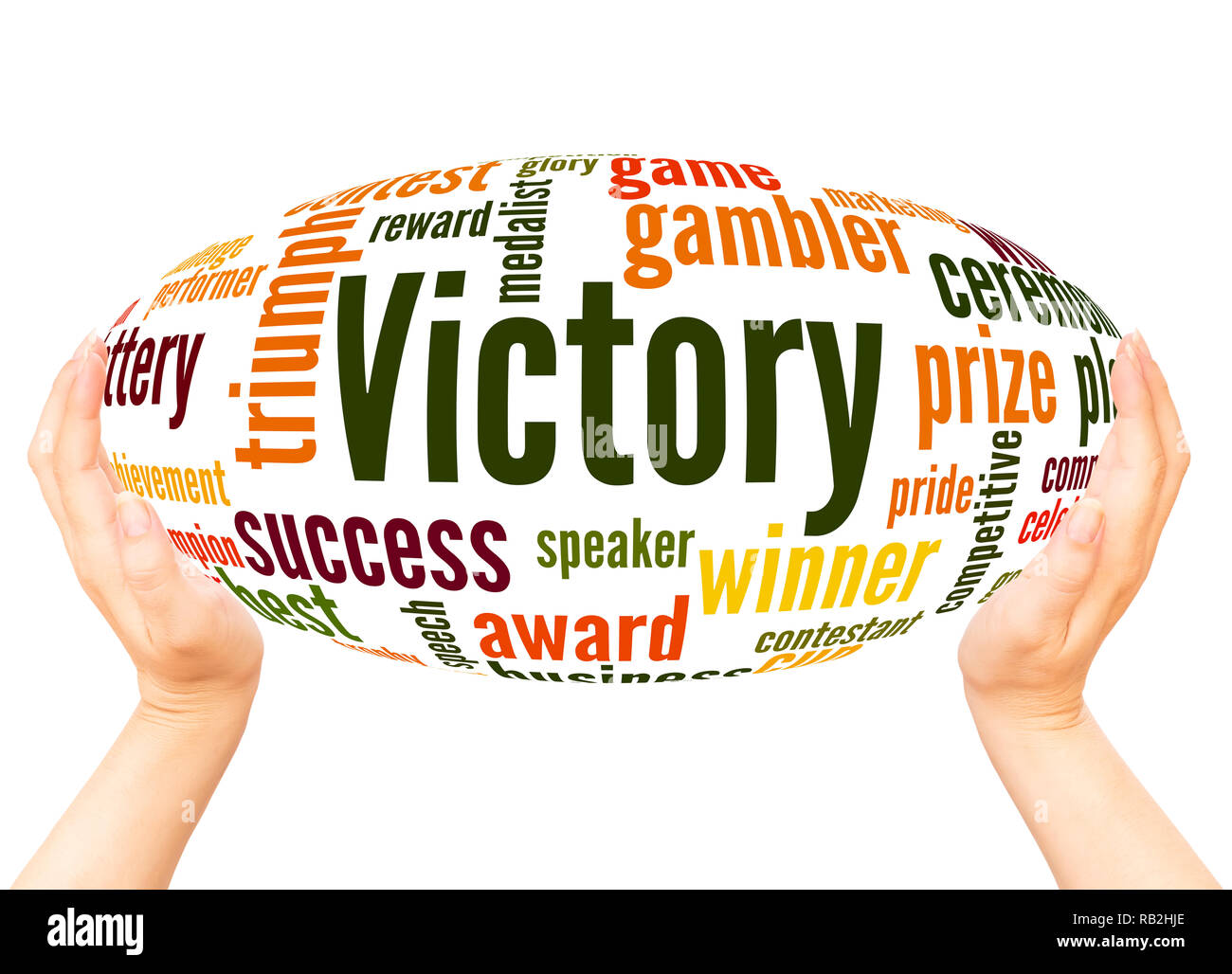 Victory word cloud hand sphere concept on white background Stock Photo ...