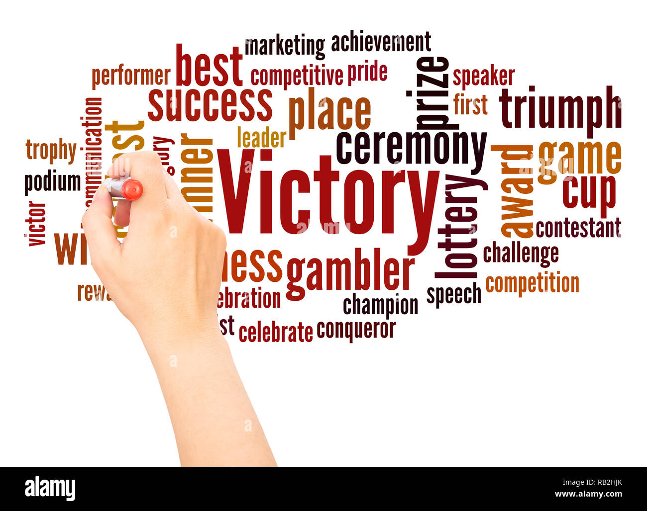 Victory word cloud hand writing concept on white background Stock Photo ...