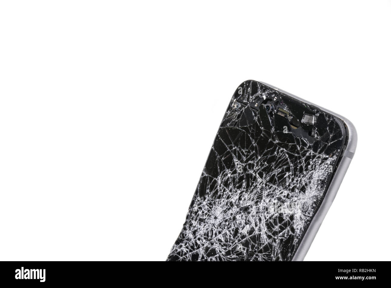 Modern mobile smartphone broken screen and damages. Cellphone crashed ...