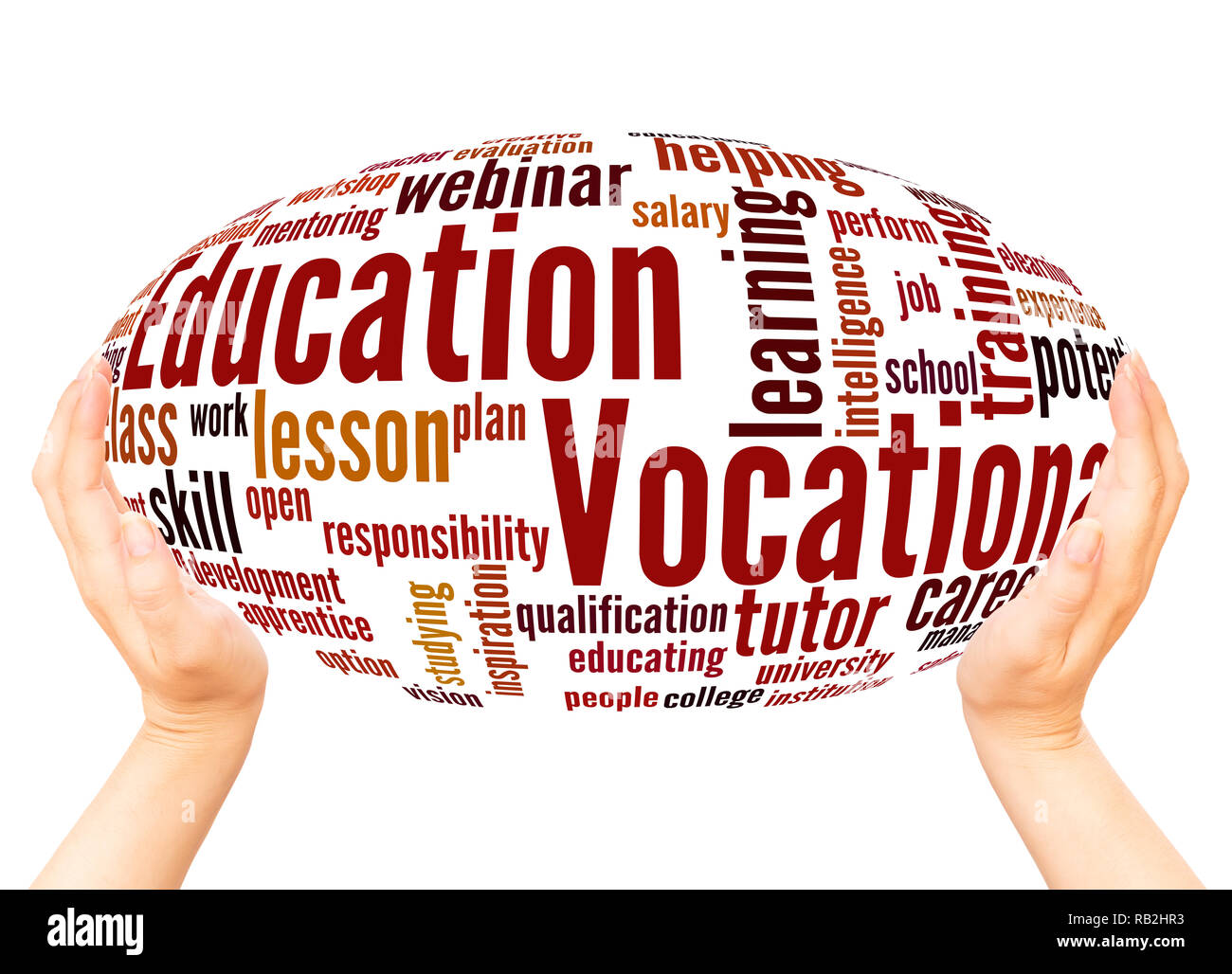 Vocational education word cloud hand sphere concept on white background ...