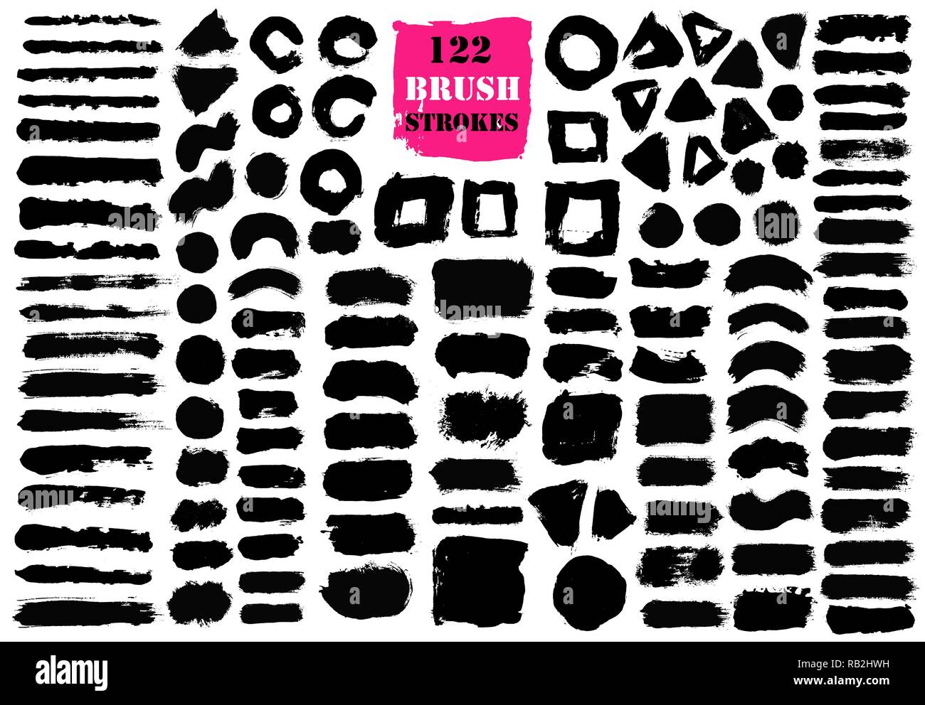 Brush strokes set vector painted isolated objects Stock Vector Image & Art - Alamy