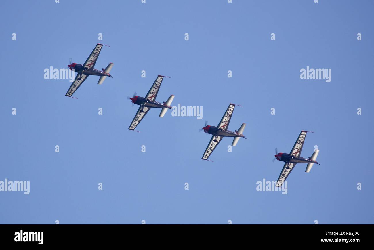 The Blades aerobatic display team performing at the 2018 Bournemouth ...