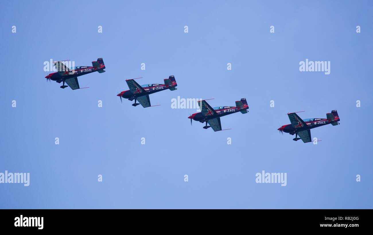 The Blades aerobatic display team performing at the 2018 Bournemouth ...
