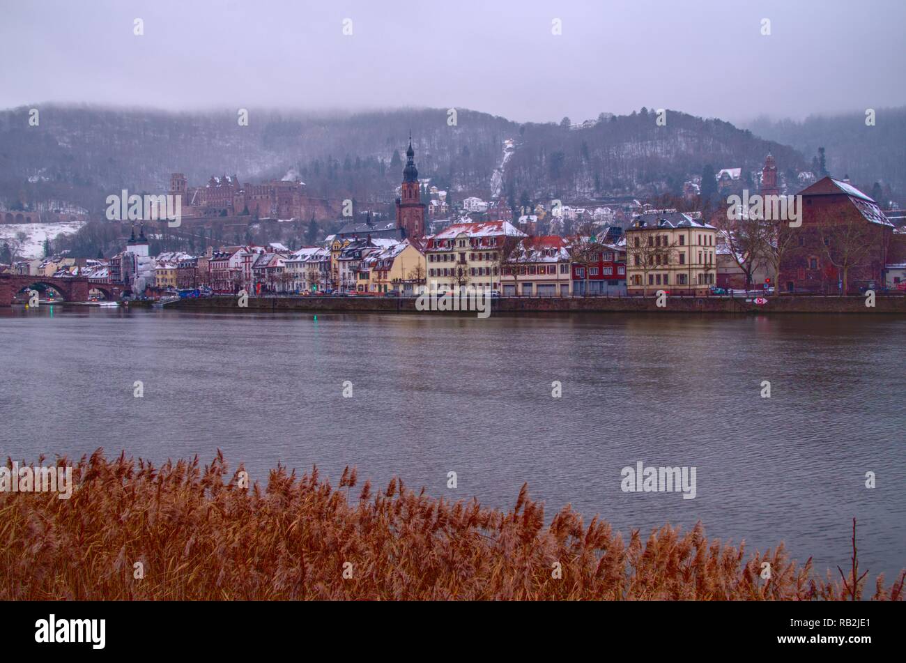 Heidelberg old city with the castle in winter 3 Stock Photo - Alamy