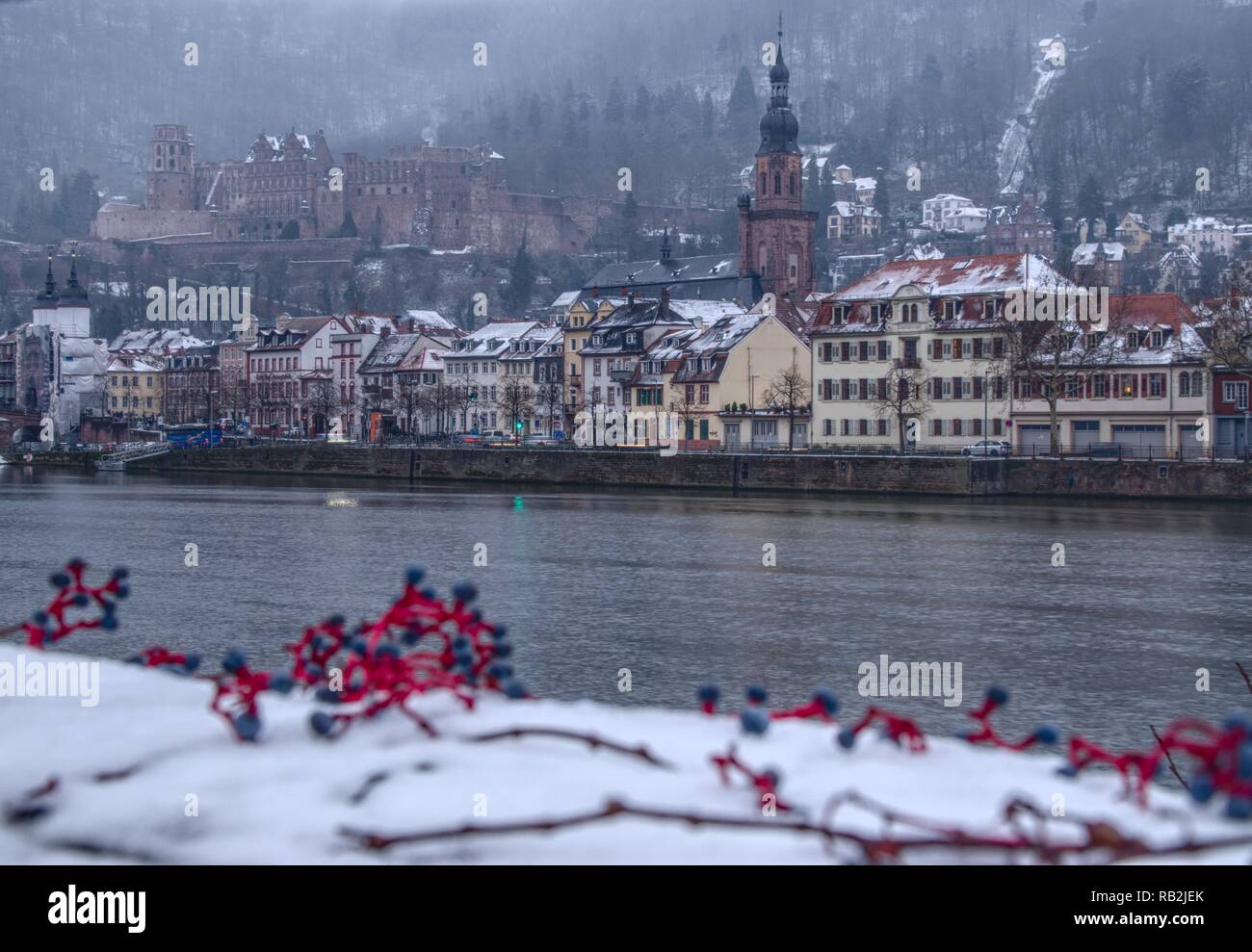 Heidelberg old city with the castle in winter 5 Stock Photo - Alamy