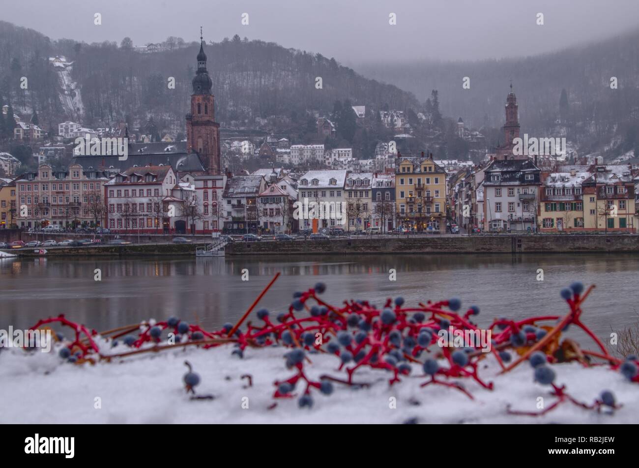 Heidelberg old city and the Neckar river in winter 1 Stock Photo - Alamy