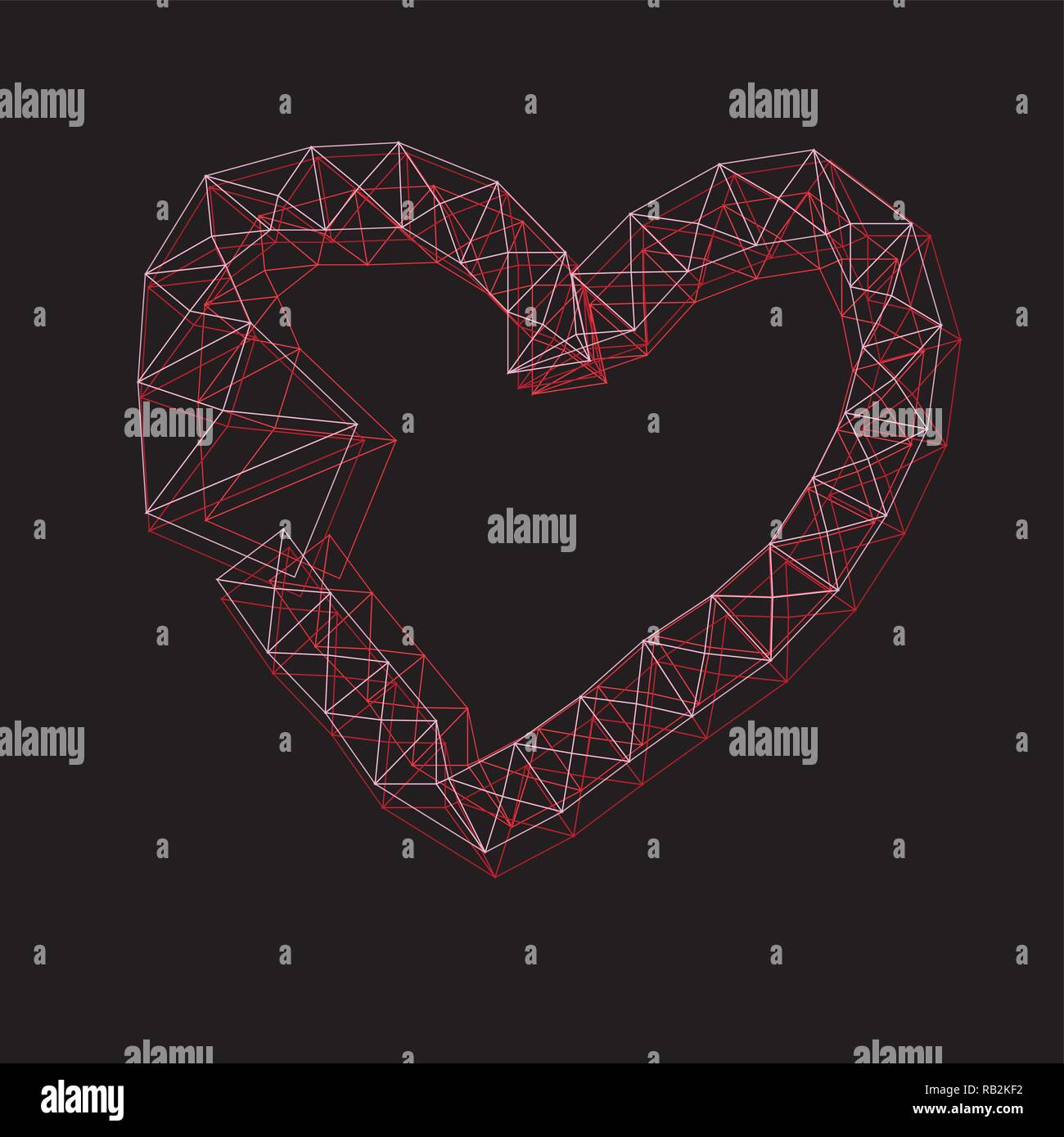 Graphic thin frame heart on a dark backgroundGraphic thin frame heart ...