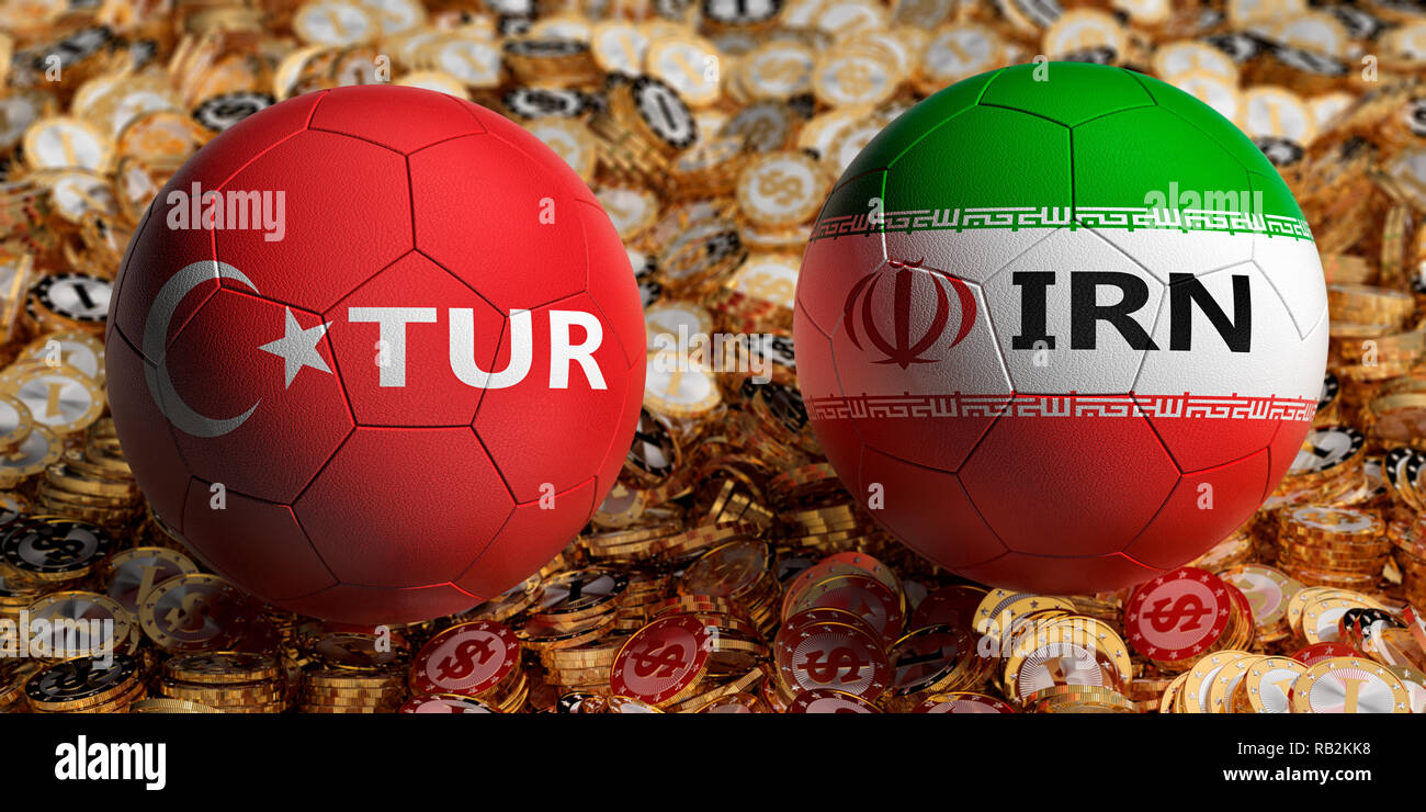 Turkey vs. Iran Soccer Match - Soccer balls in Turkey and Iran national ...