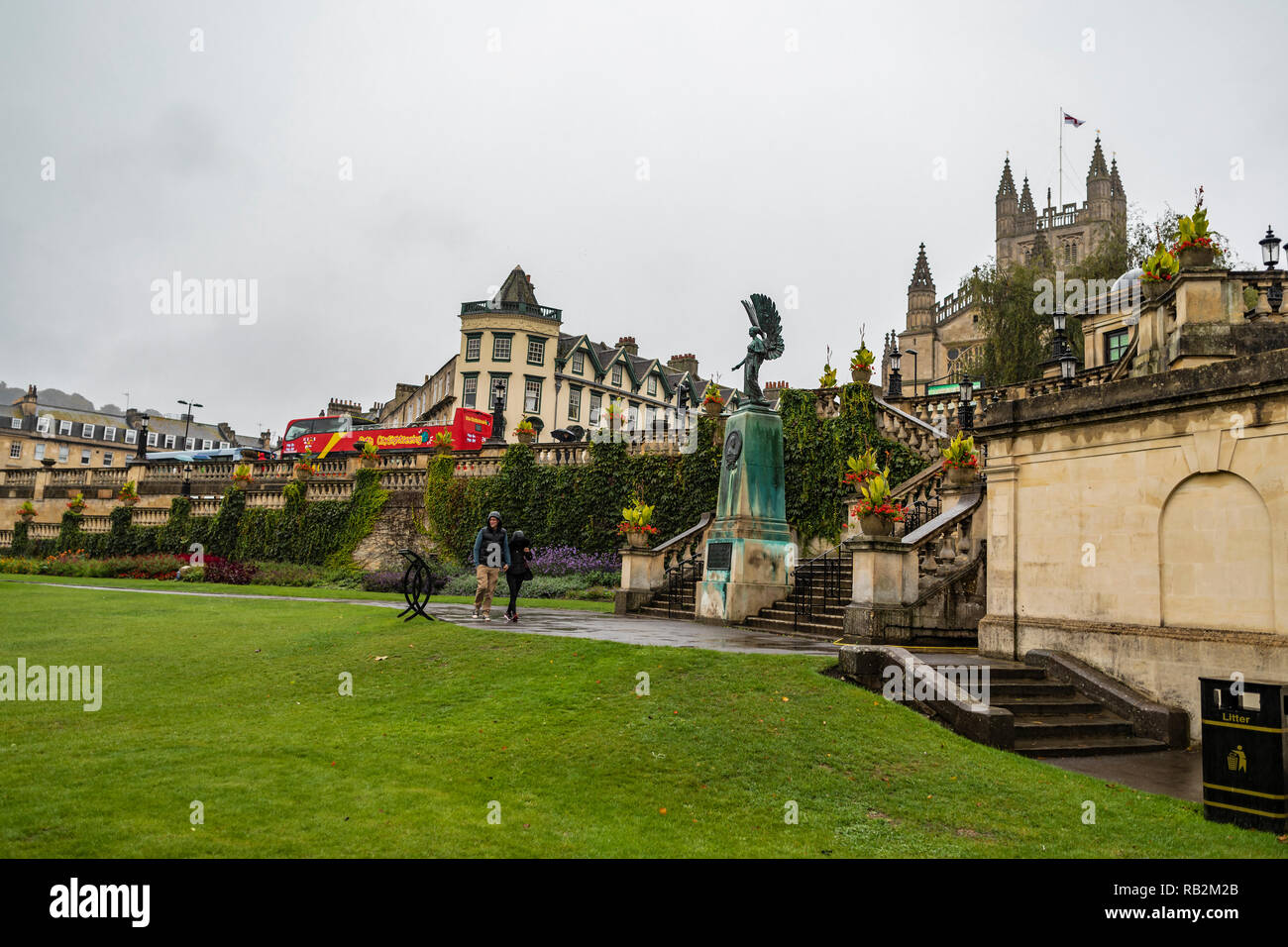 Bath, England - September 22, 2018: View of the Parade Gardens park in ...