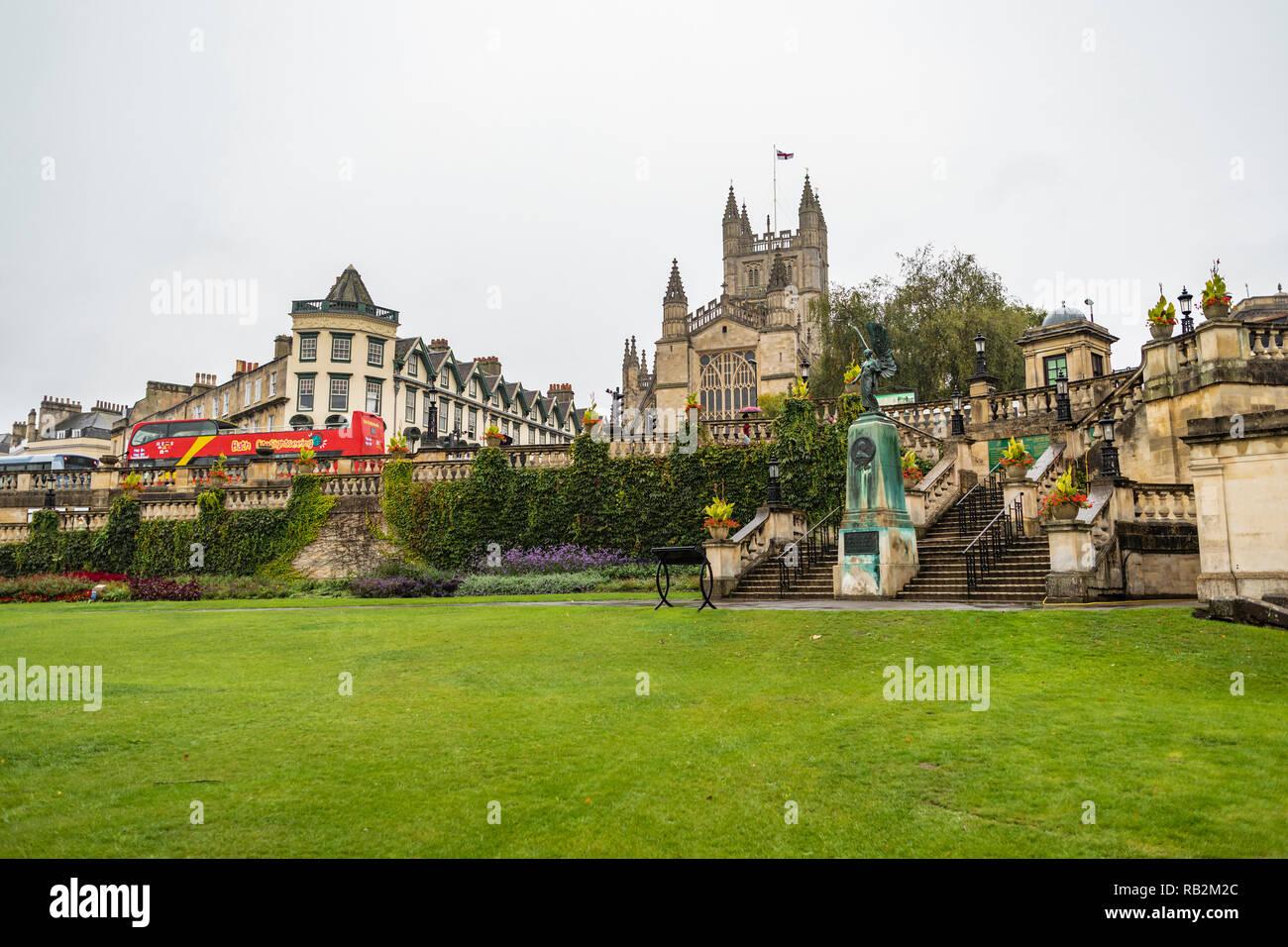 Bath, England - September 22, 2018: View of the Parade Gardens park in ...
